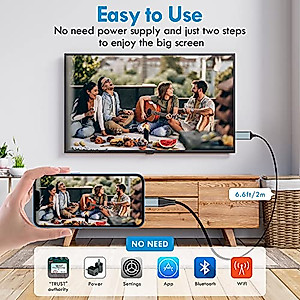 lulaven HDMI Cable for iPhone to TV, Lighting to HDMI Adapter Connector Compatible with iPhone14, 13, 12, 11 & YouTube TV Output with 1080P HD Display, Just Plug and Play (6.6FT, Grey)