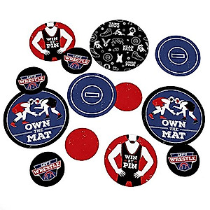 Big Dot of Happiness Own the Mat - Wrestling - Birthday Party Giant Circle Confetti - Wrestler Party Decorations - Large Confetti 27 Count