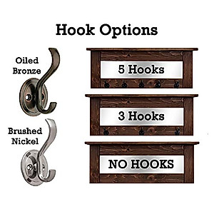 Oxford Farmhouse Wall Hook Coat Rack with Mirror & Shelf, Towel Hook, Purse Hook, Rustic Hook, Key Hooks - 20 Colors, Special Walnut