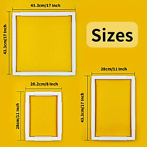 3 in 1 17''x17'',17"x11",11"x8" Universal Clip Frame Set, Square Rectangle Plastic Clip Frame for Embroidery, Quilting, Cross-Stitch, Punch Needle, Silk-Painting-Hand U Journey