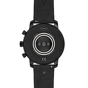 Fossil Men's Gen 4 Explorist HR Heart Rate Stainless Steel and Silicone Touchscreen Smartwatch, Color: Smooth Black (Model: BQD1000)