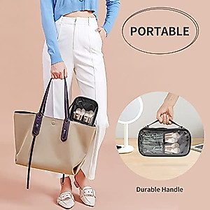 OCHEAL Clear Makeup Bags Small Cosmetic Bag Portable Cute Transparent Travel Makeup Bag with zipper for Women and Girls Cosmetics Toiletries storage Organizer Pouch-Black