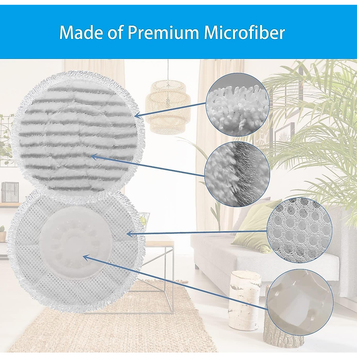 Replacement Steam Mop Pads for Shark S7000AMZ / S7001 / S7201 Steam Mop, Reusable Steam & Scrub All-in-One Cleaning Pads, Scrubbing and Sanitizing Rotating Pads for All Sealed Hard Floors (6PCS)