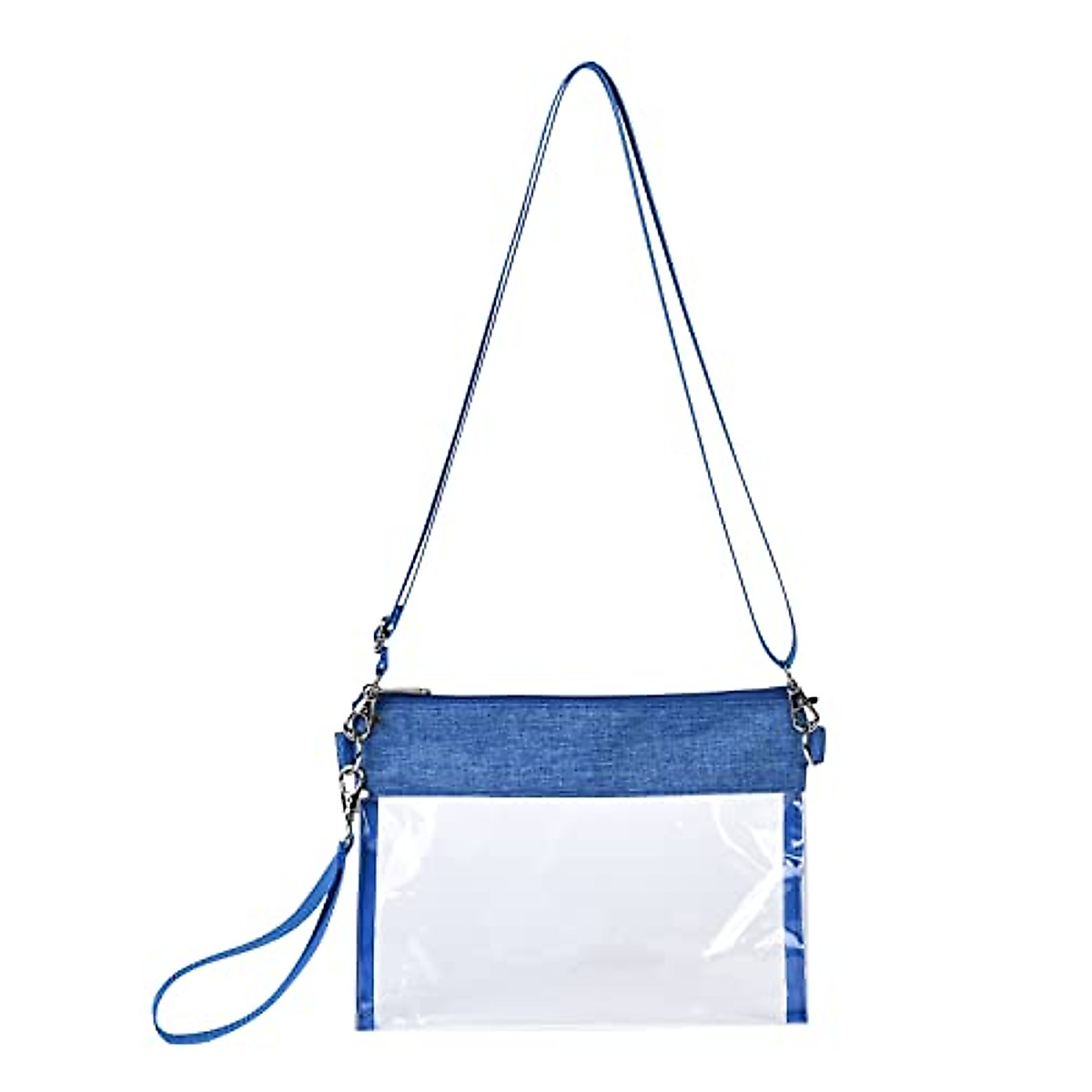 USPECLARE Clear Crossbody Purse Bag Stadium Approved Clear Tote Bag for Work Concert Sports(Blue)