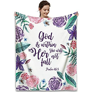 God is Within Her Blankets Bible Verse Blanket Spiritual Gifts for Women Soft Fluffy She Will Not Fall Fleece Blanket Get Will Soon Blanket Gift for Mom Women 40"X50"
