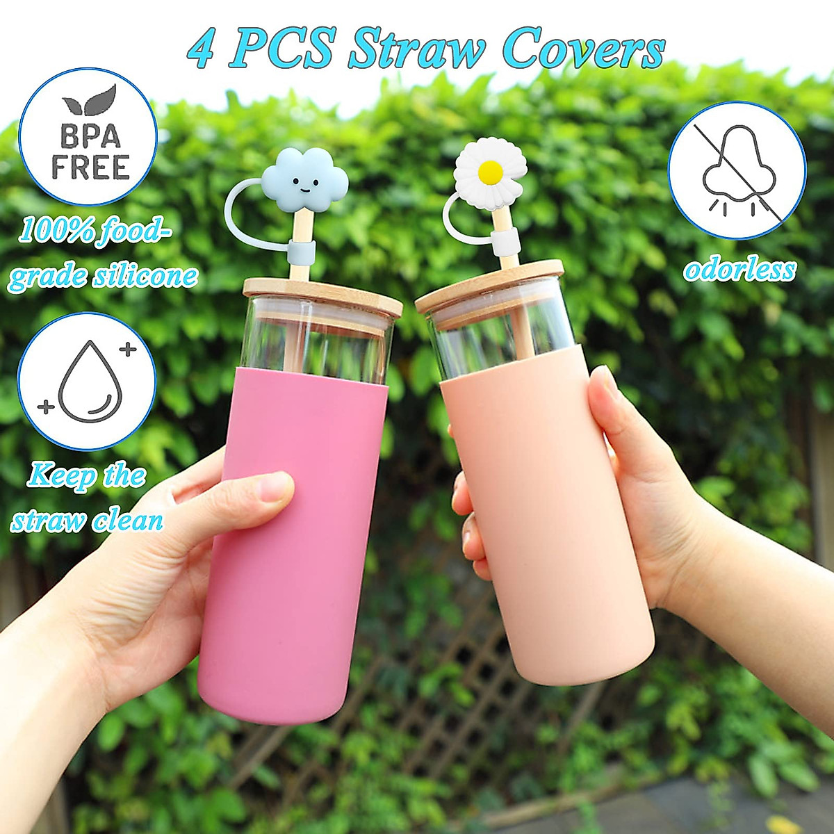 4Pcs Straw Cover Cap for Stanley Cup,Silicone Straw Topper Compatible with 30&40 Oz Tumbler with Handle,Straw Tip Covers 10mm for Stanley Cups Accessories (4PCS)