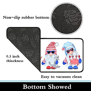 TsyTma Beach Gnomes with Anchor Ship Kitchen Rug Hello Summer Floor Mats Washable Non-Slip Bathroom Rug Runner Laundry Room Home Decor 39x20 Inch
