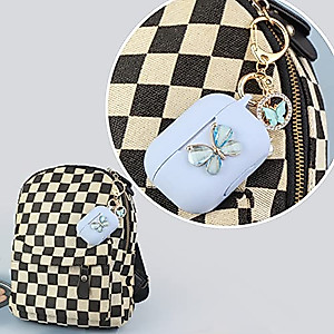 Wonhibo Cute Butterfly Airpods Pro Case for Women Girls, Blue Designer Cover for Apple Airpod Pro 2019 with Keychain