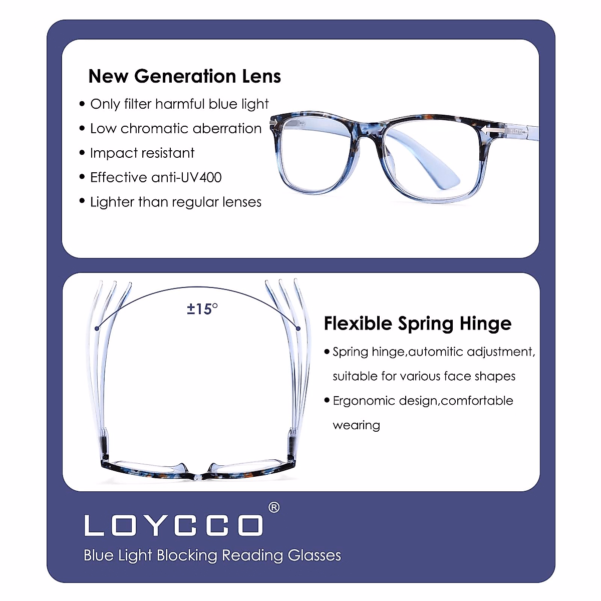 Loycco 4 Pack Computer Reading Glasses Real Blue Coating Lens Anti Blue Light Blocking Anti Eyestrain Flexible Lightweight Square Readers for Women Men With Leather Case