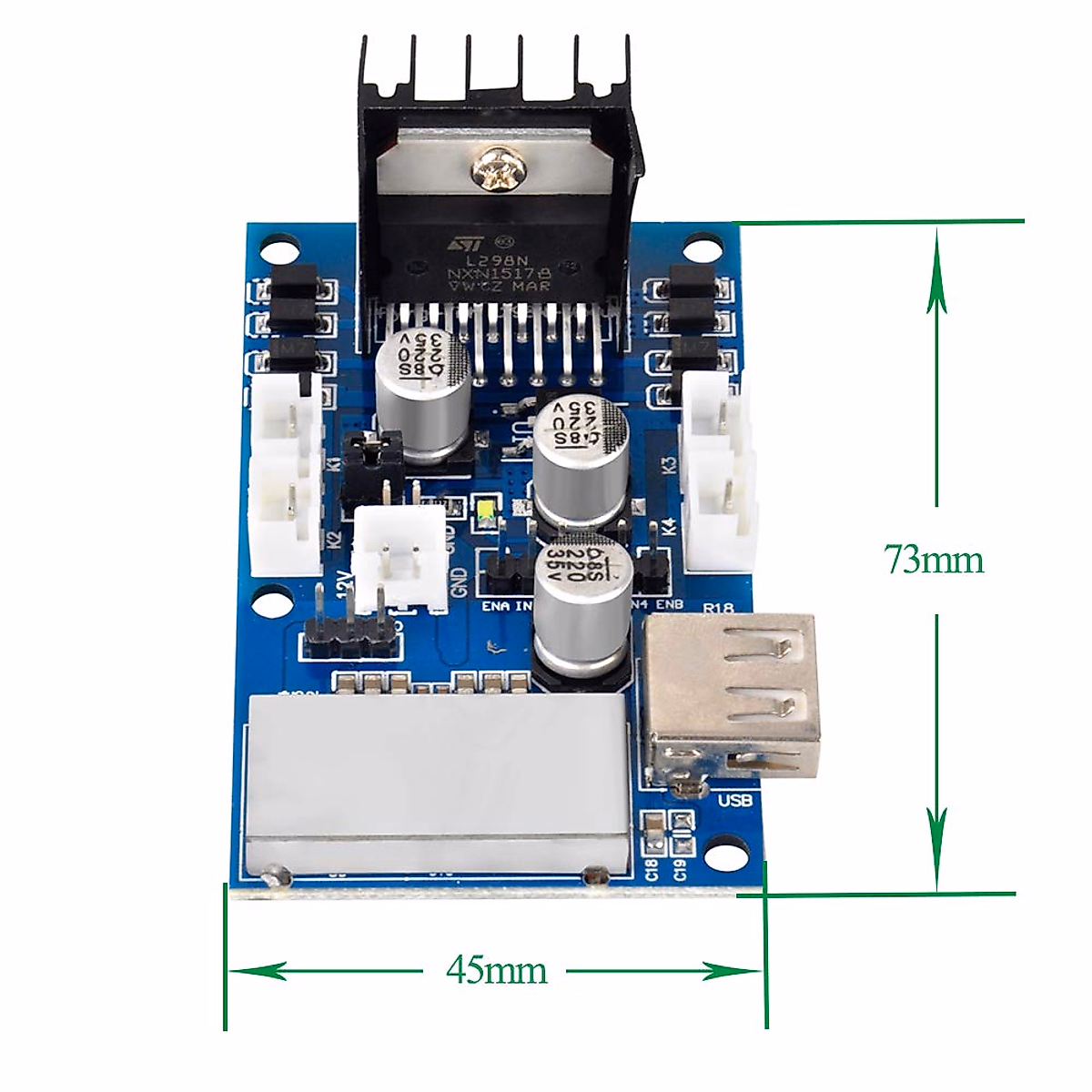 OSOYOO 4WD L298N Motor Driver Board Dual H Bridge DC JST Connectors for Robotic Smart Car for Arduino Rapsberry Pi 3 3b 4b