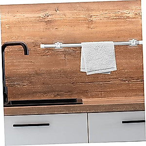 BESPORTBLE 8pcs Telescopic Rod Clamp Ceiling Hook Retainer Holder Clear Shower Curtain Hooks Curtain Rod Support No Nail Curtain Rod Brackets Curtain Rod Hooks Curtain Hangers Plastic White