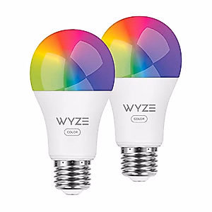 Wyze Bulb Color, 1100 Lumen WiFi RGB and Tunable White A19 Smart Bulb, Works with Alexa and Google Assistant, Two-Pack