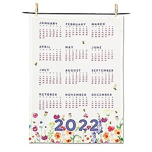 Abbott Collection 56-KT-GARDEN-02 Bee Garden Calendar Tea Towel, Multi