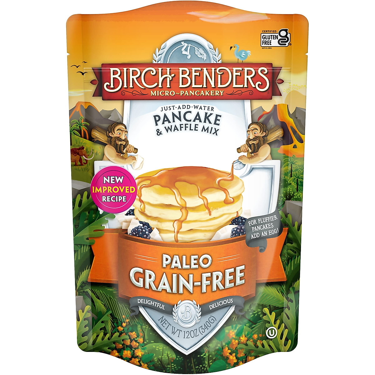 Paleo Pancake & Waffle Mix by Birch Benders, Kosher, Gluten-free, 12 oz Bag