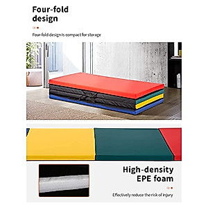 Gymnastics Mat 4 Pannel Foldding, 4x8x2 Gym Mat Gymnastic, 2 Inches Thick Lightweight Tumbling Mat Fitness Yoga Exercise Mat Home Equipment