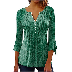 Next Day Delivery Items Prime Tops Plus Size Tops for Women 3/4 Bell Sleeve Button Down Womens Activewear Tops Goth Shirt USA Womens Shirt Plus Size Swim Tops for Women Sexy White Tops