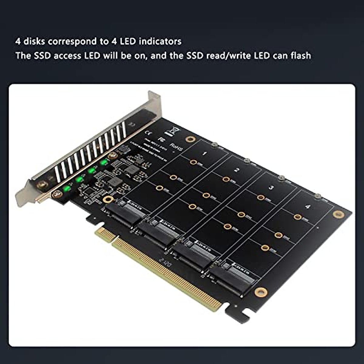 Gaeirt NVME   Card, High Speed PCIE X16 Interface M.2 SSD Adapter Full Speed Signal for 4 NVME PCIe Protocol SSDs for PCIE3.0 4.0