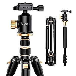 VICIALL 80'' Tripod, Camera Tripod for DSLR, Compact Aluminum Tripod with 360 Degree Ball Head and 8kgs Load for Phone, Camera, Travel and Work