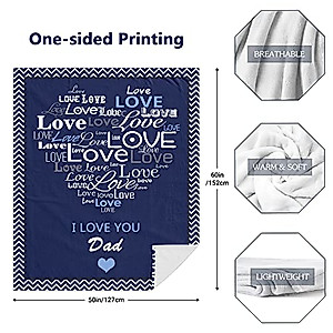 Ivivis I Love You Dad Gifts Blanket 60"x50", Father's Day Christmas Birthday Gifts for Dad Father from Daughter Son, Lightweight Cozy Fleece Plush Throw Blankets for Bed Sofa Daddy New Dad Gift Idea