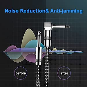 New bee Guitar Cable 2 Pack 20 ft Electric Instrument Cable Bass AMP Cord 1/4 Straight to Right for Electric Guitar, Bass Guitar, Electric Mandolin, Pro Audio