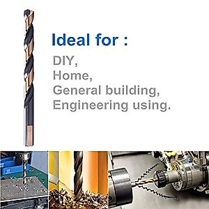 DRILLFORCE 24pcs, 17/64 Inch Drill Bits, Black and Gold Finish High Speel Steel