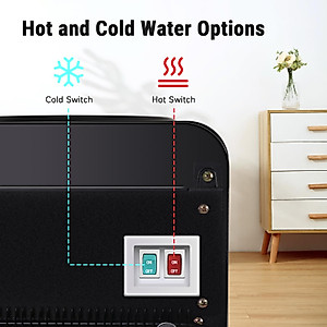 PUREPLUS WATERCOOLER Top Loading Water Dispenser, Hot, Cold & Room Temperature Water, Holds 3 or 5 Gallon Bottles, Child Safety Lock, Compression Refrigeration Technology, Black