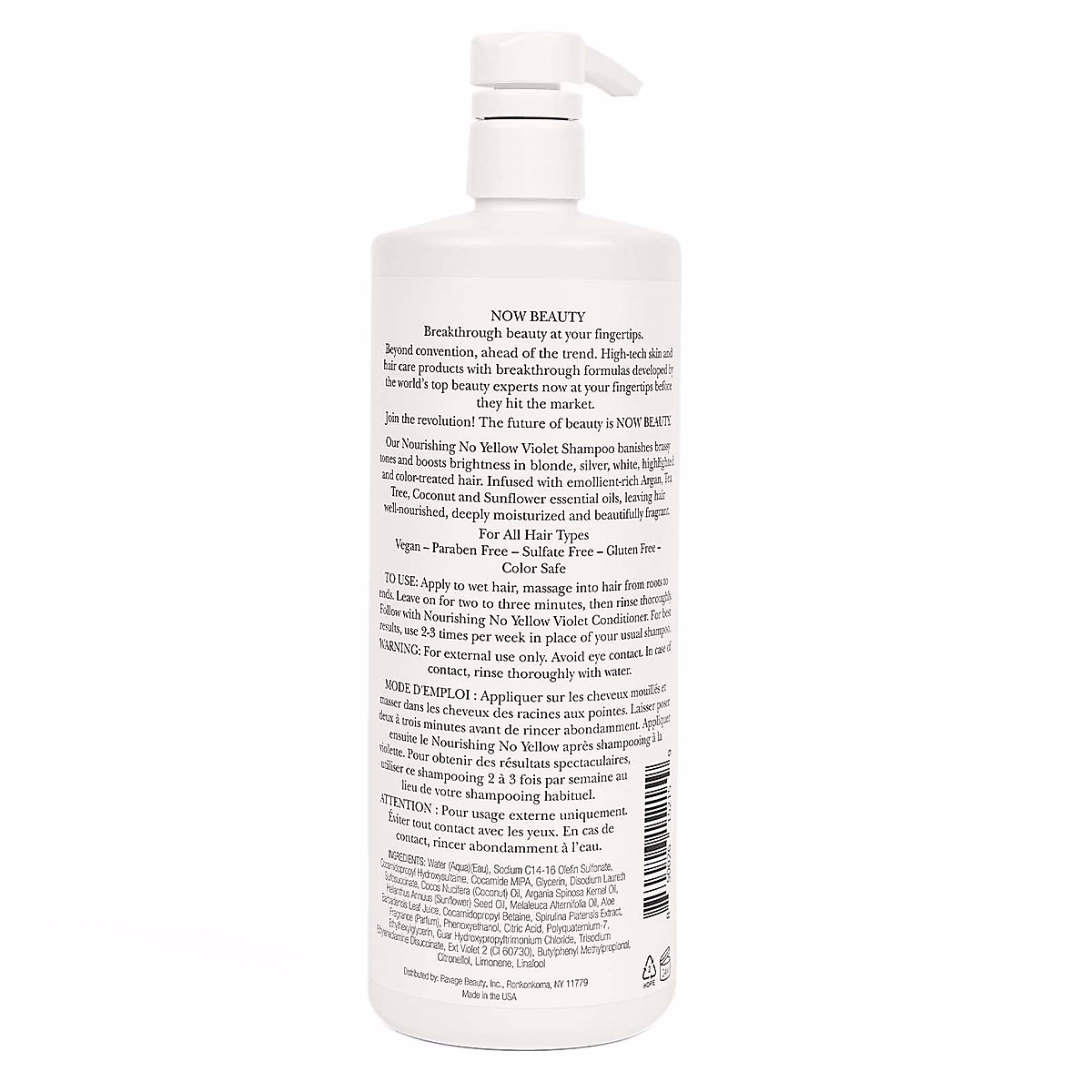 NOW Beauty - Nourishing No Yellow Violet Shampoo And Conditioner - Neutralize Brass, Enhance Shine, Hydrate Hair - 32 Oz Shampoo And 32 Oz Conditioner - 2 Pc