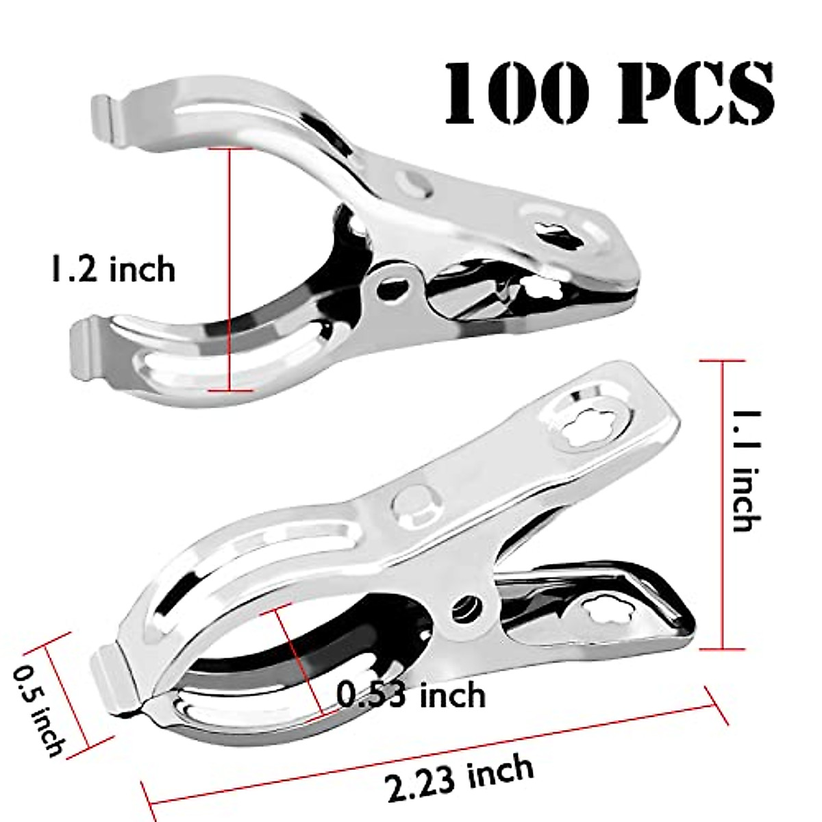 BESTEEL Upgraded 100 PCS Garden Clips, Greenhouse Clamps 100% Stainless Steel Heavy Duty Greenhuose Clips for Netting - Strong Grip to Hold Down Shade Cloth or Plant Cover on Garden Greenhouse Hoops