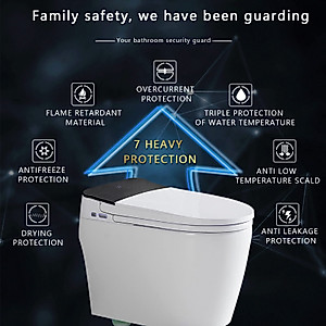 Smart Advanced Luxury Bidet Toilet, Elongated One-Piece Adjustable Functions Bidet Seats with Soft Closing Seat Functions, Temperature-Controlled Cleaning and Drying