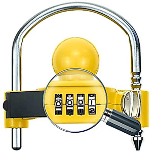 ZUNGOUMC Trailer Lock,Trailer Hitch Locks Universal Adjustable Storage Security Heavy Duty Trailer Coupler Lock， for rvs and Various Travel Trailers Yellow with Combination Lock