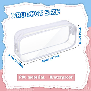 Sepamoon 30 Pcs Cosmetic Pouch Bag with Zipper Transparent Waterproof PVC Pencil Case Clear Makeup Bags Makeup Brush Case Large Capacity Pencil Bag for Office Stationery and Travel Storage (White)