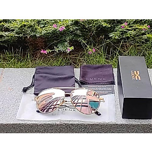 LUENX Aviator Sunglasses for Women Polarized - Driving Trendy Sun Glasses UV 400 Protection Pink Mirror Lens Gold Frame 60mm