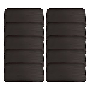 Sunshine Yoga Knee Pad Cushion, 24 by 12 Inches, 15mm Thick, Workout Elbow Pads for Planks, Pilates, or Exercise, Fitness Kneeling Mat for Schools and Studios, Pack of 10, Black