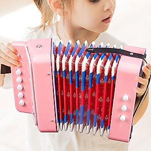 Kids Accordion, 10 Keys Control Button Accordion Musical Instruments for Kids Children Beginners Lightweight and Environmentally-friendly