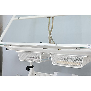 Landpink Glass Drafting Table Art Desk – Adjustable Professhional Artwork Drawing Drafting Table Desk, Glass-Topped Art Table for Craft Station Studio Home Office School w/Drawers/Chair (White)