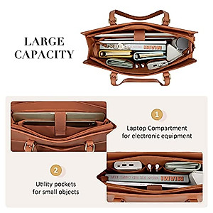 ECOSUSI Laptop Bag for Women 15.6 Inch Work Briefcase Tote Professional with Shoulder Strap for Business Travel Office