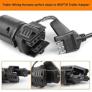 WOFTD 4-Way Trailer Wiring Harness with 9 ft Wires 4-Pin Trailer Wiring Jacketed Cable 4 Flat Trailer Wire Extension Connector - 9 ft