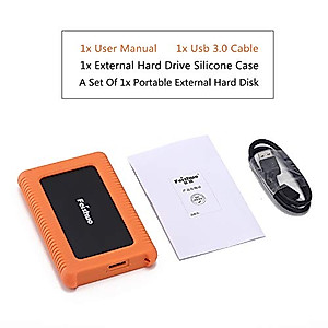 FEISHUO Portable External Hard Drive USB3.0 SATA HDD Storage — External Hard Drive Silicone Case Anti-Drop, Shockproof and Rainproof, for Game, PC, Mac, Windows(120G, Black)