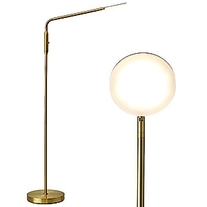 O’Bright Moon - Dimmable LED Floor Lamp, Adjustable Color Temperature for Bedside Reading, Work Light, Art/Crafting Light, Sewing, Ultra Flexible Gooseneck, Rotatable Lighting, Antique Brass (Gold)