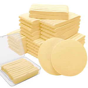 240+1 Count Compressed Facial Sponges, Luxiv Round Face Sponge Professional Compressed Makeup Removal Sponges for Estheticians Wash Face Sponge Compress Exfoliating Spa Pads With Portable Case