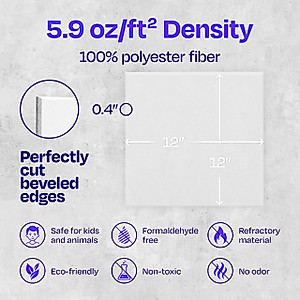 Ekkogo Acoustic Panels 12-Pack Soundproof Wall Panels 12"X12"X0.4" Sound Panels High Density Sound Dampening Panels - [White Square]