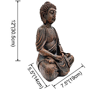 ZOWIE KING Meditating Buddha Statue for Home, 12" Buddha Decor Desk Zen Garden Buddah Decoration Home Figurine