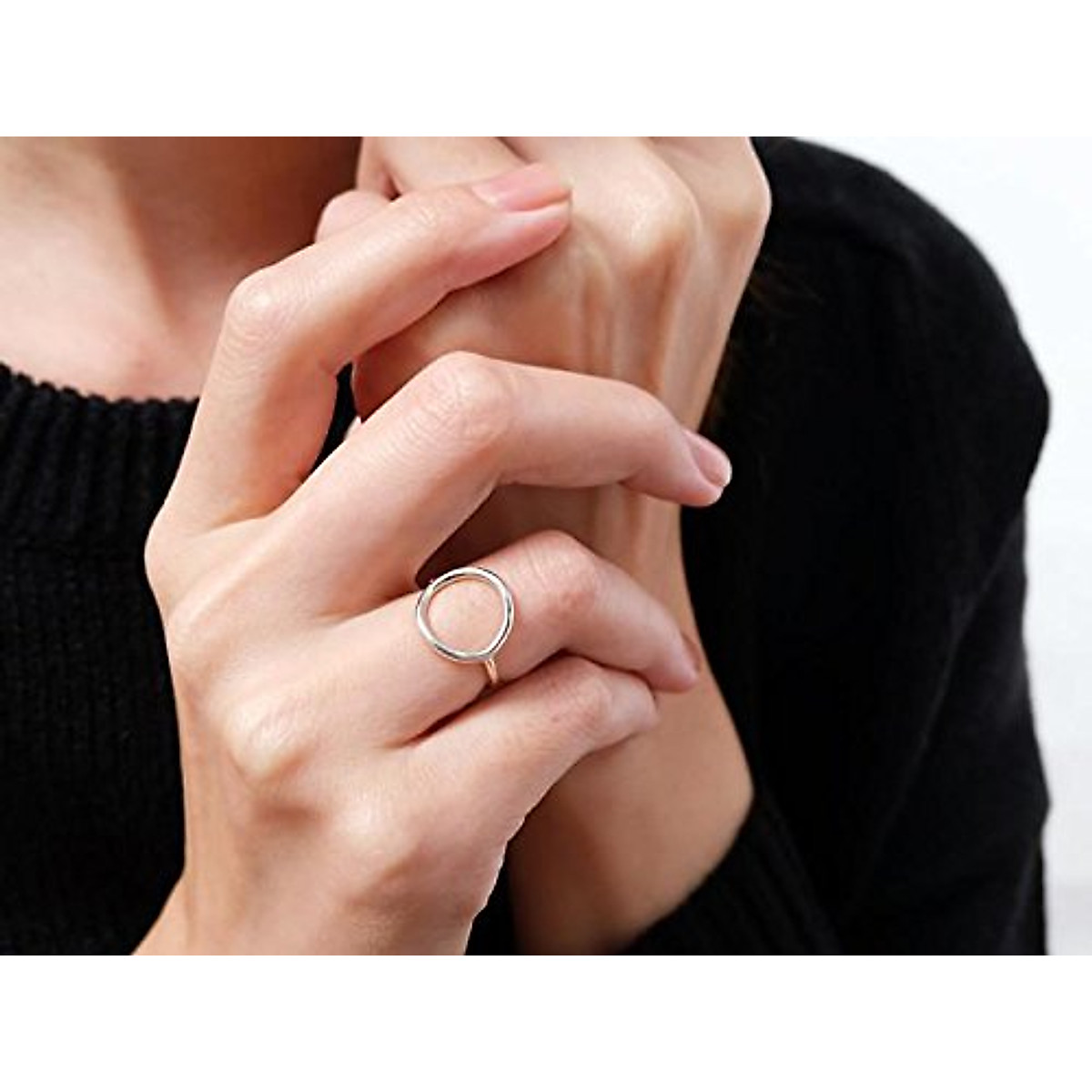 SOVATS Open Circle Ring For Women 925 Sterling Silver Rhodium Plated - Simple, Stylish &Trendy Nickel Free Ring, Size 6