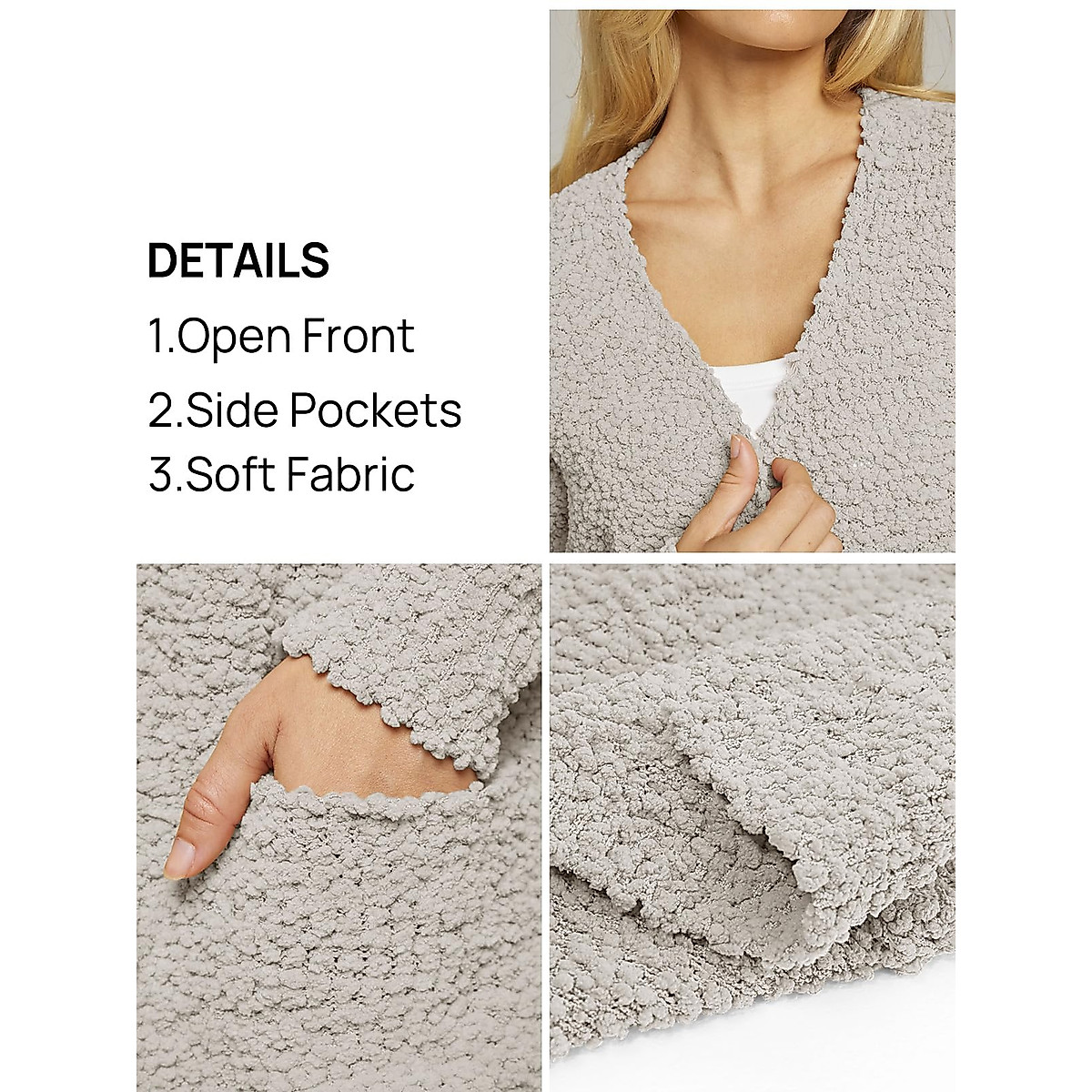 MEROKEETY Women's 2024 Winter Long Sleeve Soft Chunky Knit Sweater Open Front Cardigan Outwear Coat Off-White