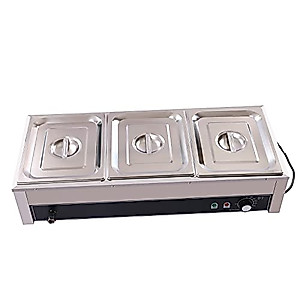 1500W Electric Buffet Warmer Server Chafing Dish Buffet Tray Food Warmer Set 3 Compartment Buffet Server Chafing Dish Stainless Steel Chafing Server Set Buffet Server Warmer Food Insulation