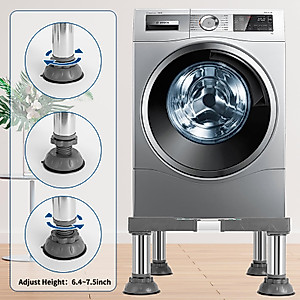 WBD WEIBIDA Mini Fridge Stand Height 7"-8.4" Universal Washer and Dryer Pedestal Adjustable Refrigerator Stand with 4 Upgraded Feet Heavy Duty Washing Machine Platform Fridge Holder for Dorm Appliance