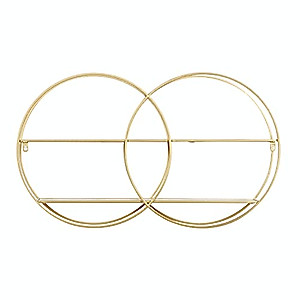 CosmoLiving by Cosmopolitan Metal Round 2 Shelf Wall Shelf, 30" x 6" x 18", Gold