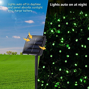 Solar Christmas Lights, 72ft 200 LED Solar String Lights with 8 Modes, Waterproof Outdoor Christmas String Lights for Patio, Garden, Party, Fence, Tree, Holiday, Wedding Christmas Decorations (Green)