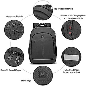 CAFELE 17.3 Inch Laptop Backpack, School Backpack,Large TSA Travel Carry on Backpack,College Student Bookbag with USB Port,Teenagers Water Resistant Computer Bagpack Gift for Men Women,Grey