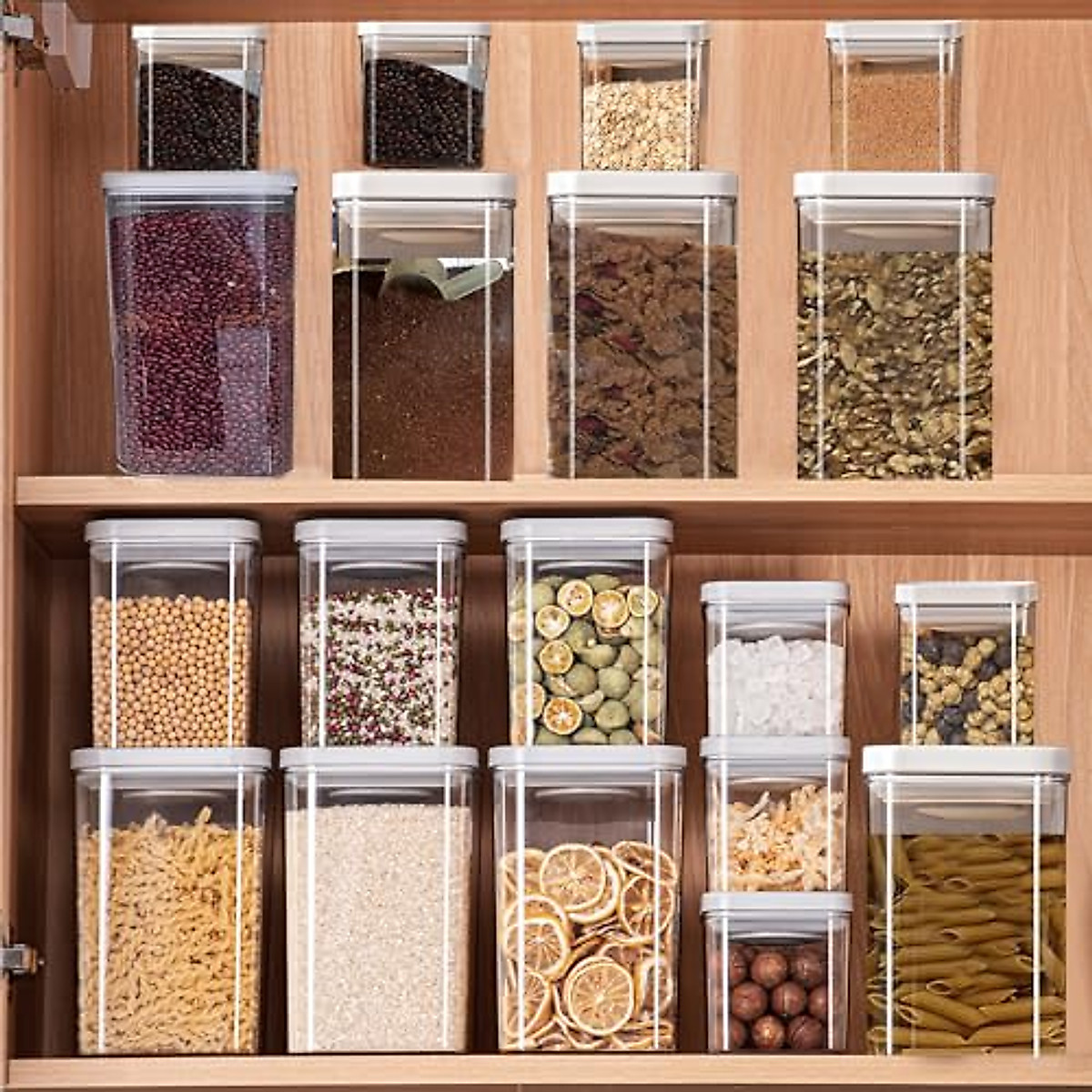 DMDFAN POP Airtight Food Storage Containers with Lids for Kitchen Pantry Organization, 3 PCS Air Tight Food Containers Set for Coffee Pasta Cereal Tea Nuts Sugar Rice (Grey)